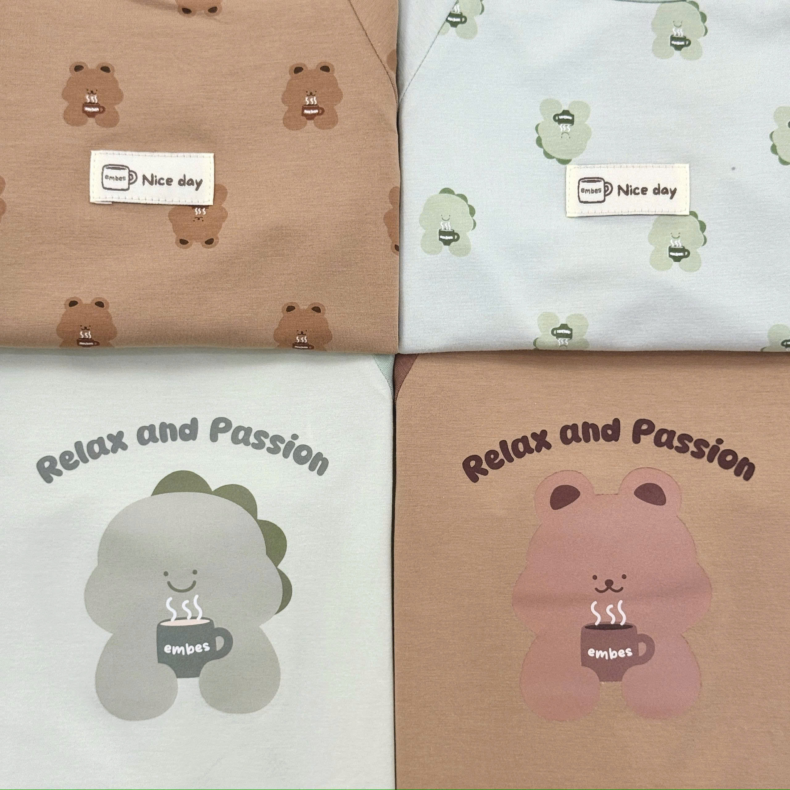 Bộ Dài Tay Thun Lạnh Embes, Đồ Bộ Dài Tay In Hình Chất Thun Lạnh Mềm ...