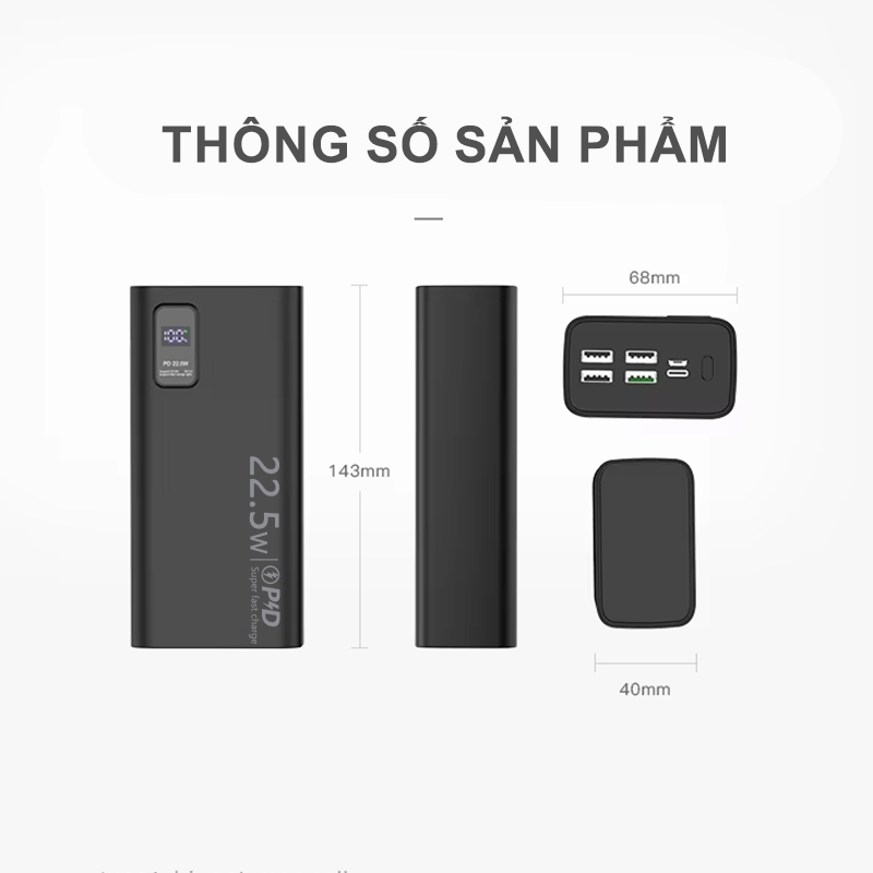 sạc dự phòng dosen pro PD 22.5w 10000mah 30000mah 50000mAh pin dự phòng màn hình led tích hợp ...