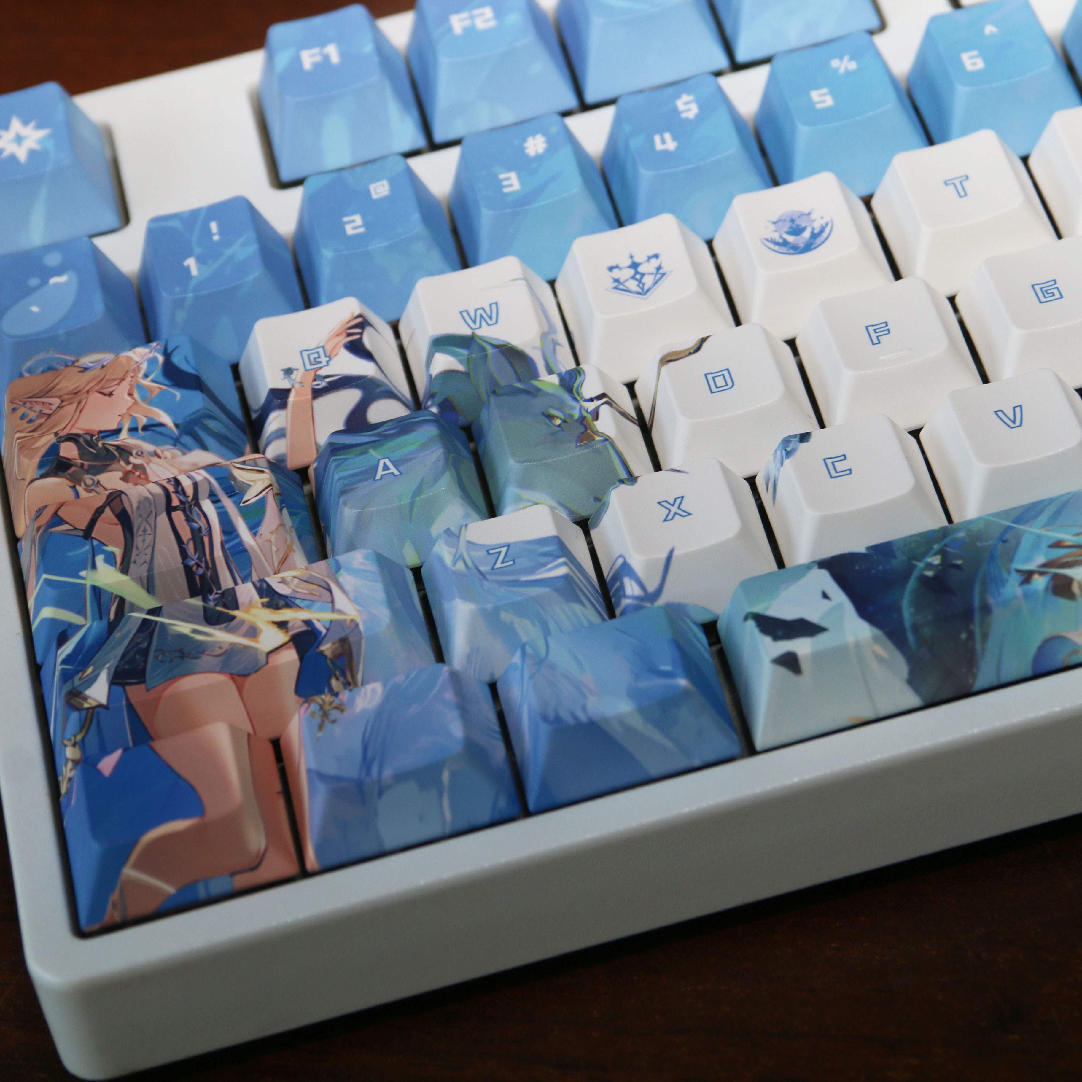 Keycap Wuthering Waves Cartethyia thick PBT xuyên led in dyesub 5 mặt ...