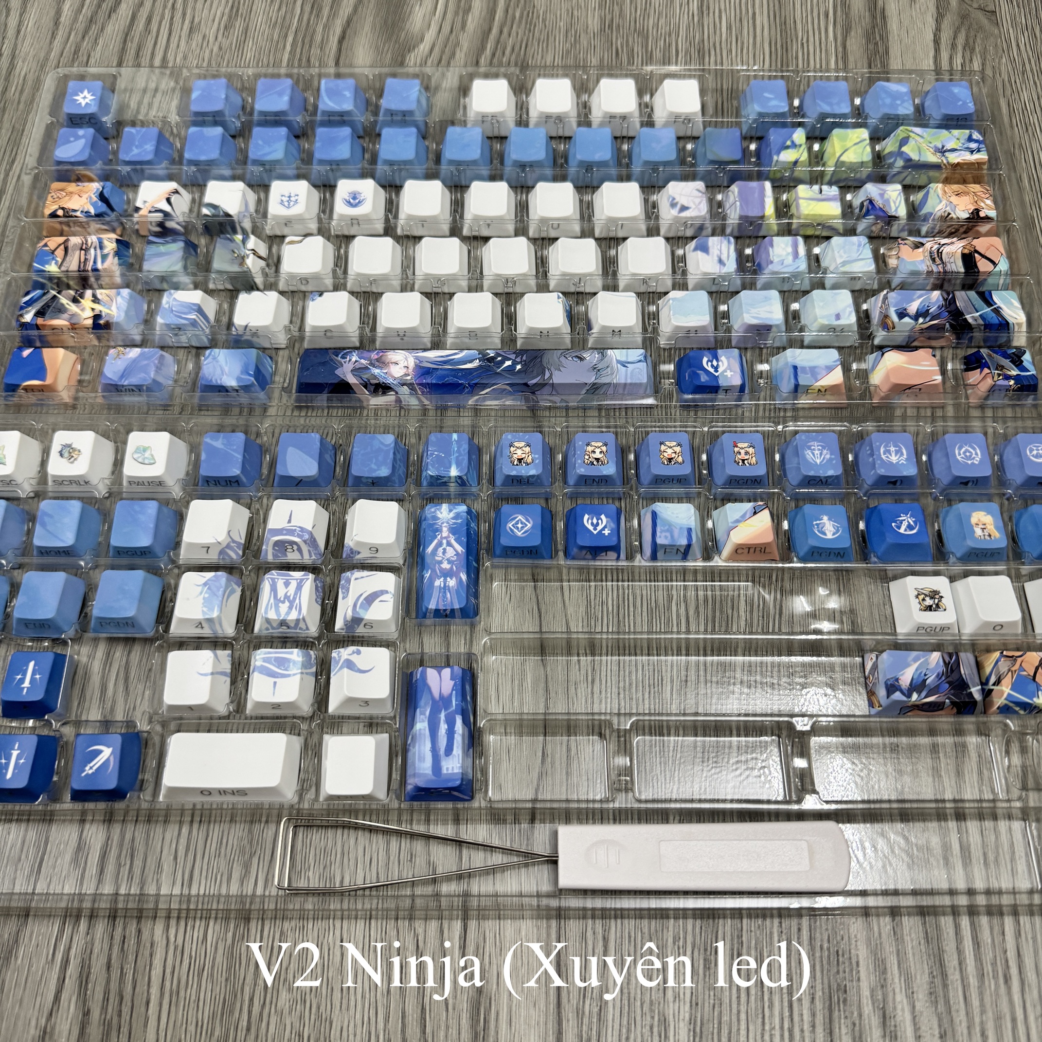 Keycap Wuthering Waves Cartethyia thick PBT xuyên led in dyesub 5 mặt ...