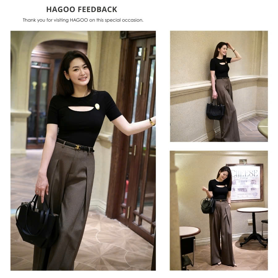 Quần suông nữ ống rộng xếp ly thẳng HAGOO phong cách công sở thanh lịch [Q633] | Shopee Việt Nam