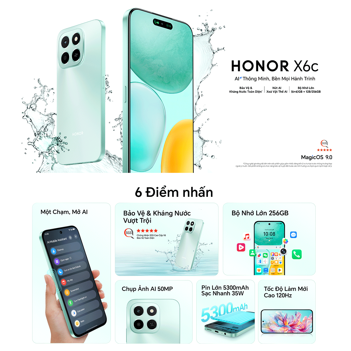 Điện Thoại Di Động Honor X6c 6GB + 128GB/256GB | Pin 5300mAh | Camera ...