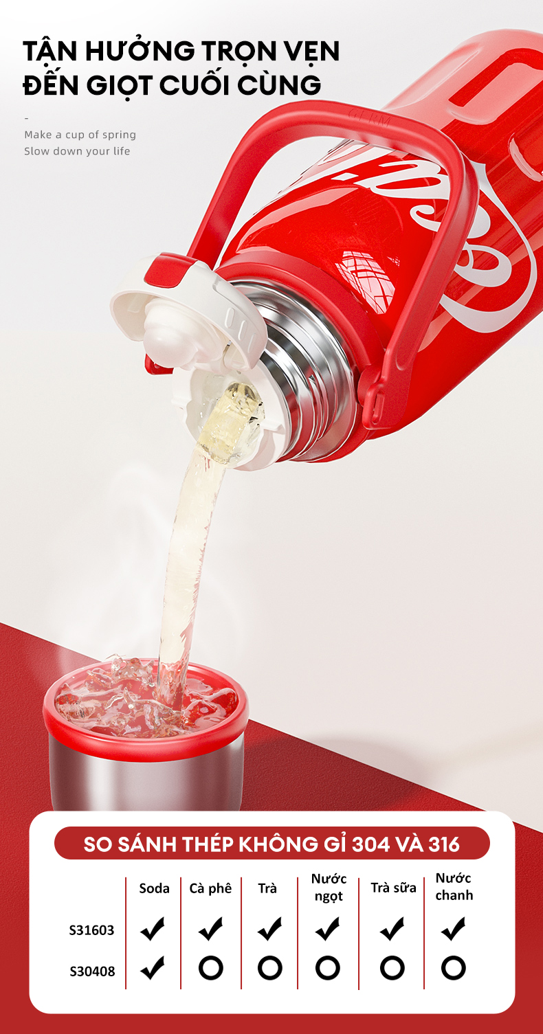 Bình Giữ Nhiệt GERM Coca-Cola Dung Tích Lớn 800ml/1200ml Inox 316 - GE-CK23AW-B35/GE-CK23AW-B36 ...