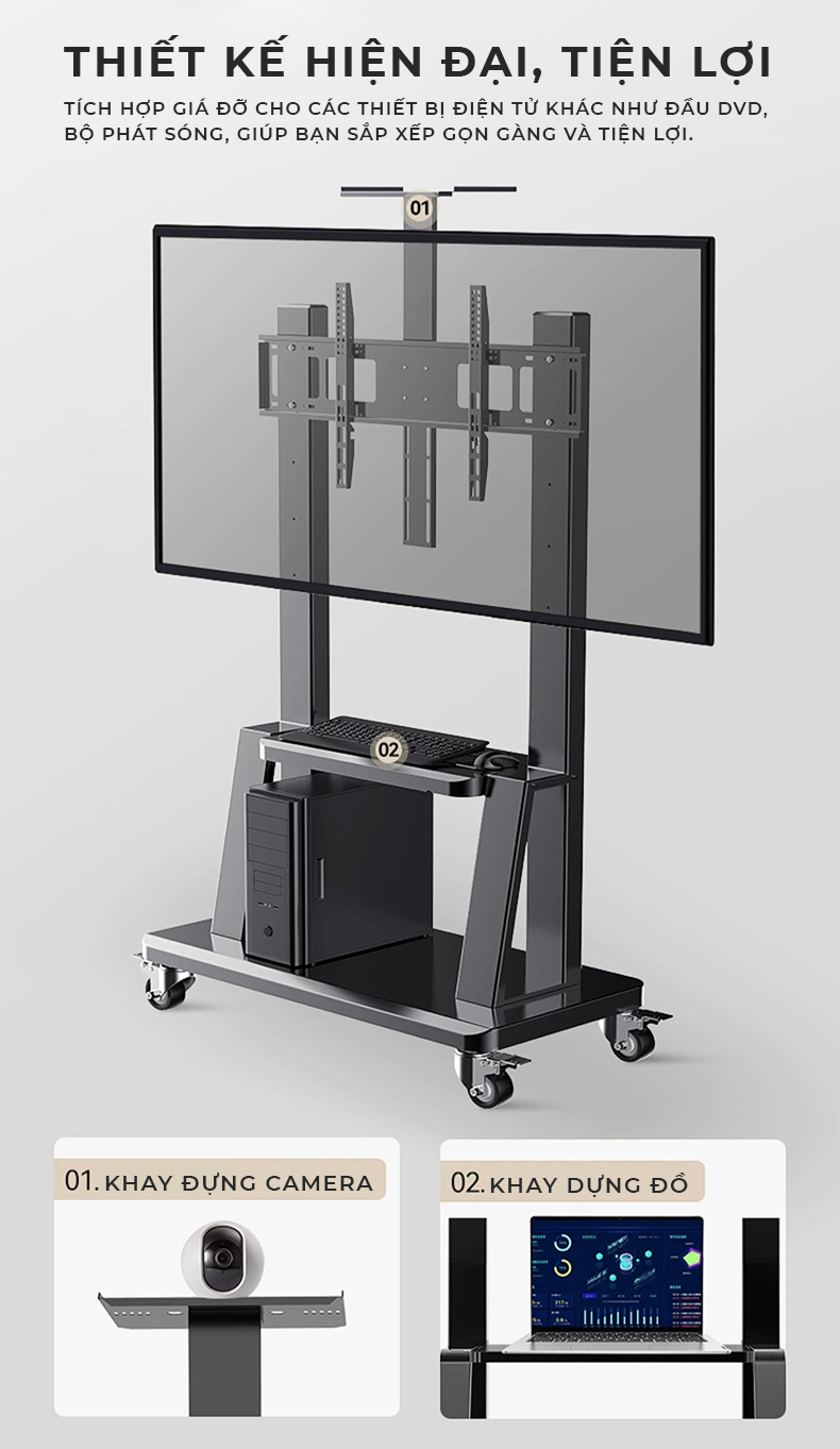 Giá treo tivi có bánh xe di động đi chuyển linh hoạt thương hiệu ILUMIA_GM172 | Shopee Việt Nam