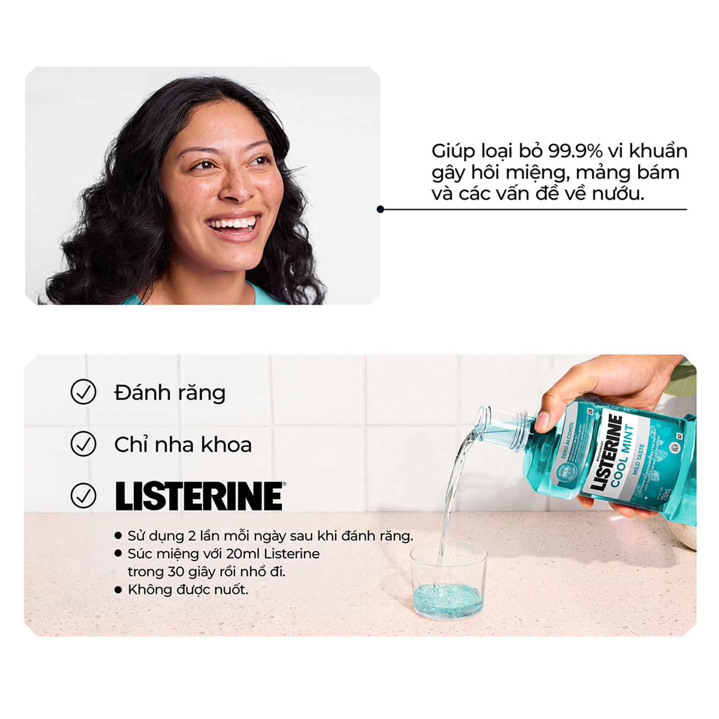 [Độc quyền KOL] Bộ 2 Chai NSM Listerine Giúp Hơi Thở Thơm Mát Cool Mint ...