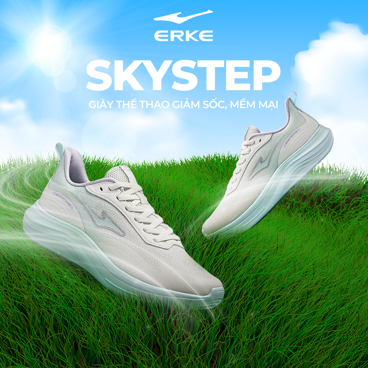 Giày Chạy Bộ Thể Thao Nam Nữ ERKE SKYSTEP | Êm Chân, Thoáng Khí, Chống ...