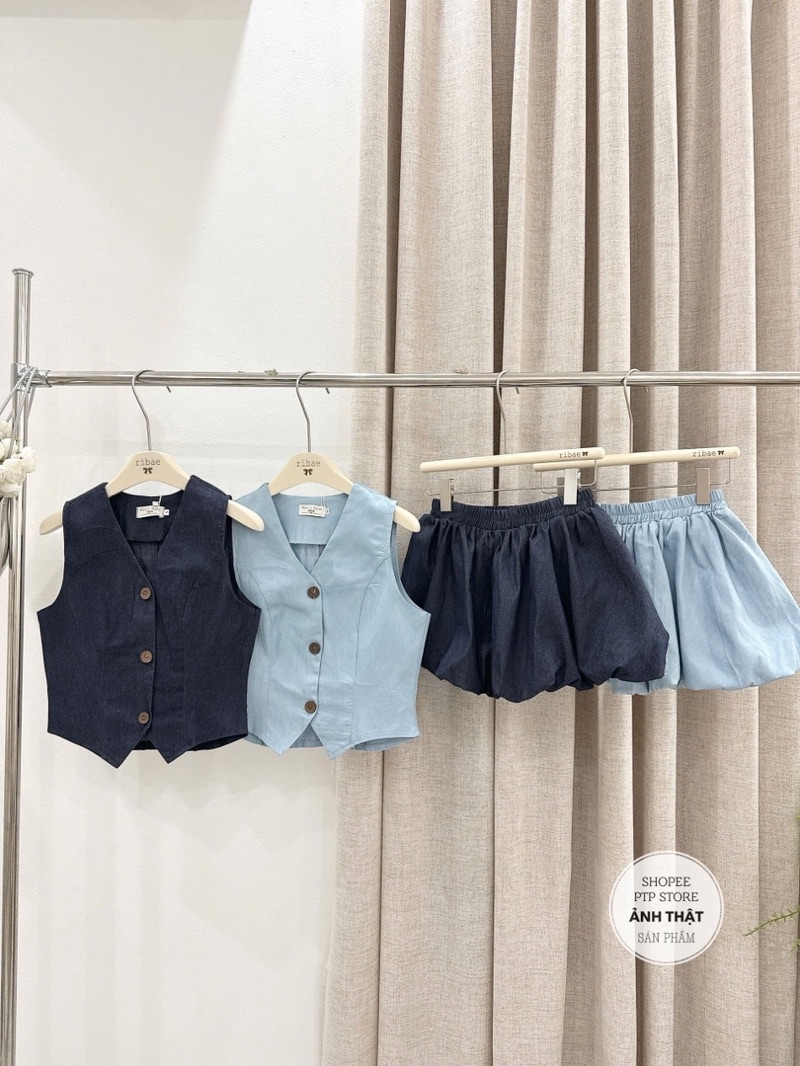 [S2.4121] Set Bò Sát Nách Mix Chân Váy Bí Phồng 2 Màu Basic Siêu Xinh ...