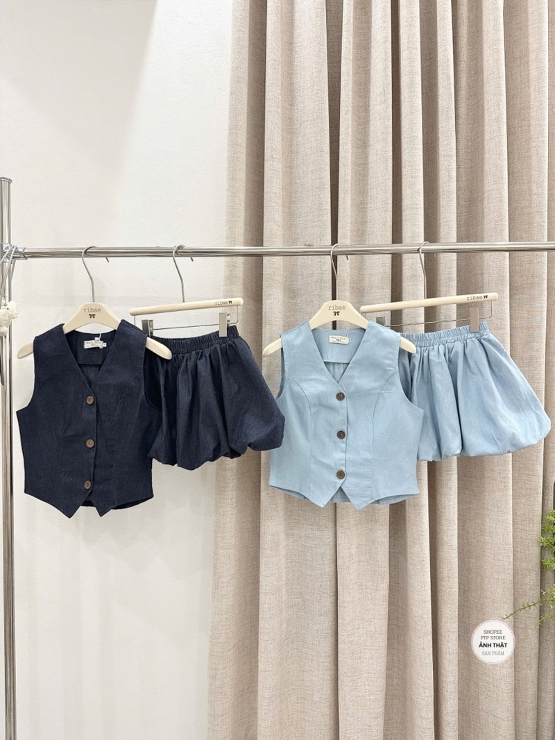 [S2.4121] Set Bò Sát Nách Mix Chân Váy Bí Phồng 2 Màu Basic Siêu Xinh ...