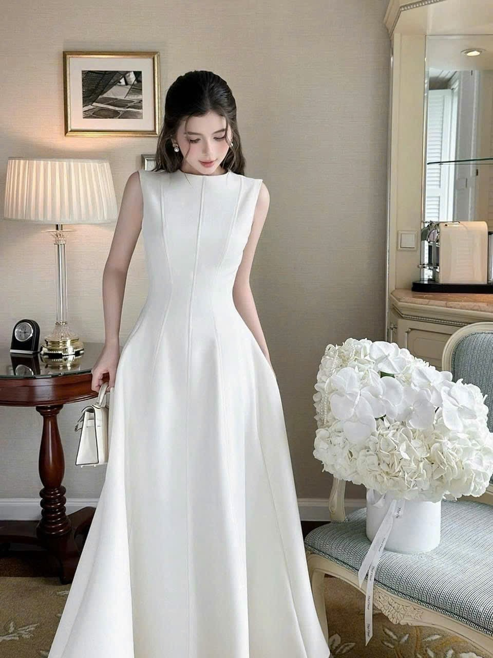 Đầm xòe dự tiệc dáng dài chất vải for mịn cao cấp thiết kế ráp 8 mảnh ...