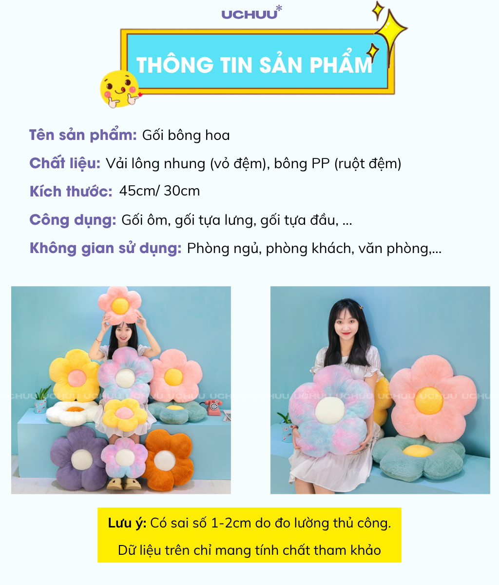 Gối Bông Hoa UCHUU Gối Trang Trí Sofa Dễ Thương, Gối Tựa Lưng, Đệm Lót ...