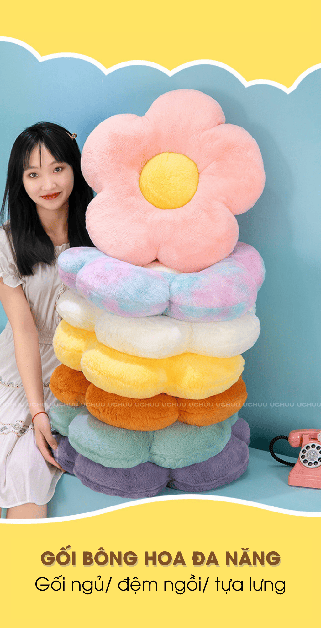 Gối Bông Hoa UCHUU Gối Trang Trí Sofa Dễ Thương, Gối Tựa Lưng, Đệm Lót ...