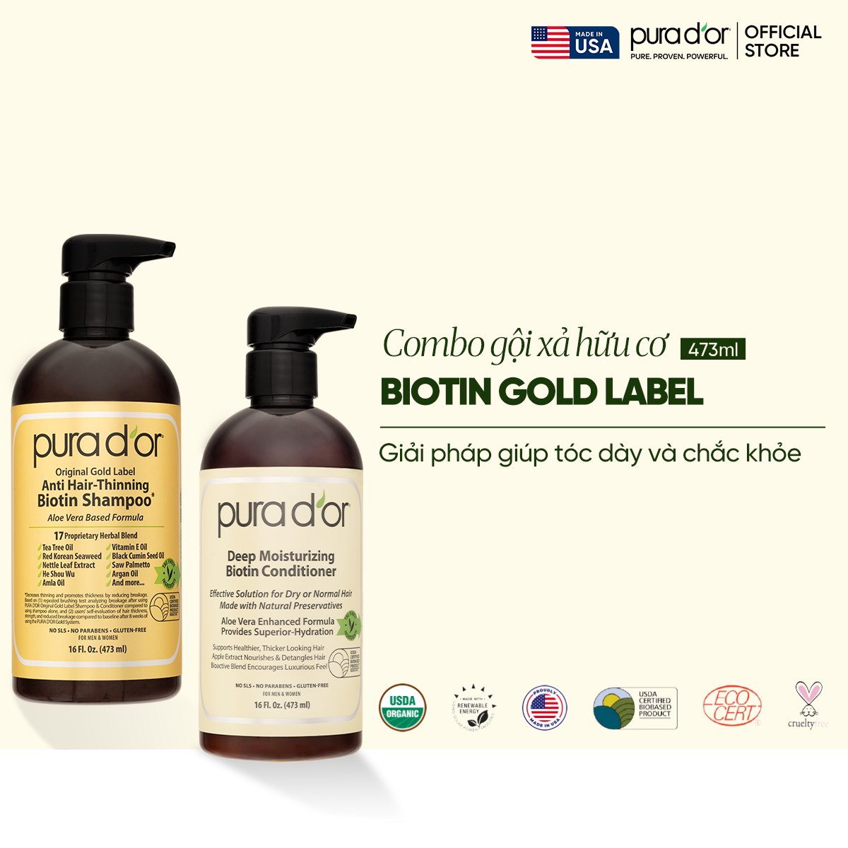 Combo Gội - Xả Biotin Pura D'or Original Gold Label & Deep Moisturizing ...