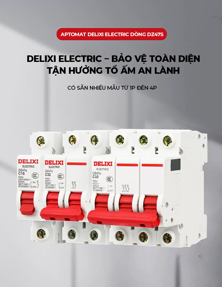 Aptomat Tự Động MCB Delixi DZ47s C Type 20A 32A 40A 63A 6kA, Thiết Bị Đóng Ngắt, Cầu dao Tự Động ...