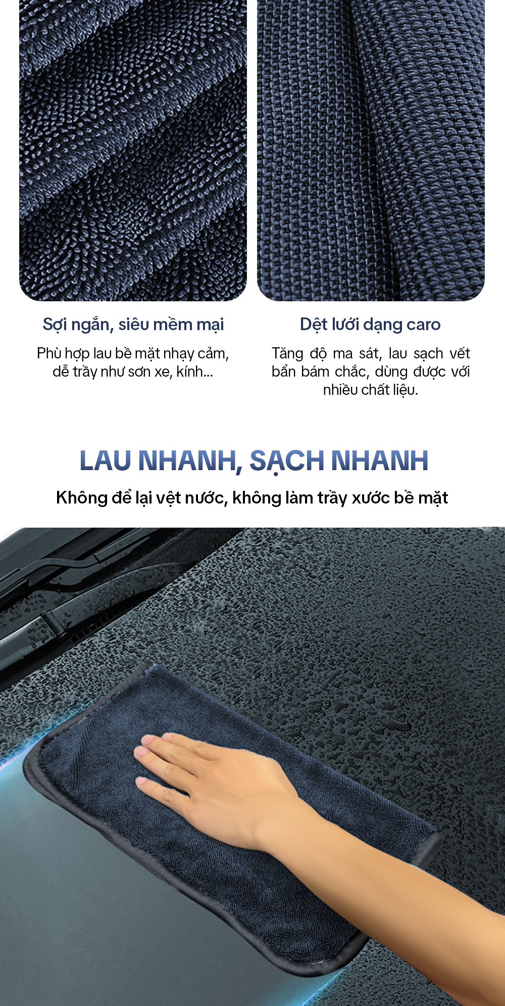Combo 2 Khăn Lau Đa Năng Siêu Thấm Hút, Không Bụi Vải, Khăn Lau Kính ...