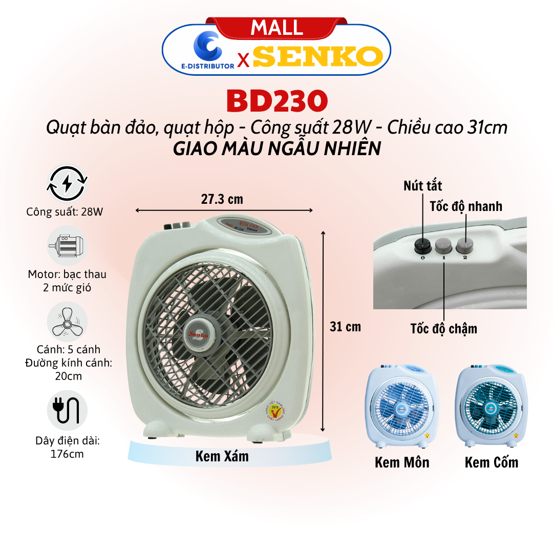 Quạt bàn đảo Senko 2 tấc BD230 - 3 tấc BD1012/BD1010 - 4 tấc BD1410 ...