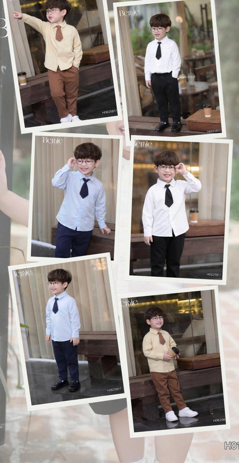 Áo sơ mi tay dài kèm cà vạt nhiều màu phong cách Hàn quốc cho bé trai 9 ...