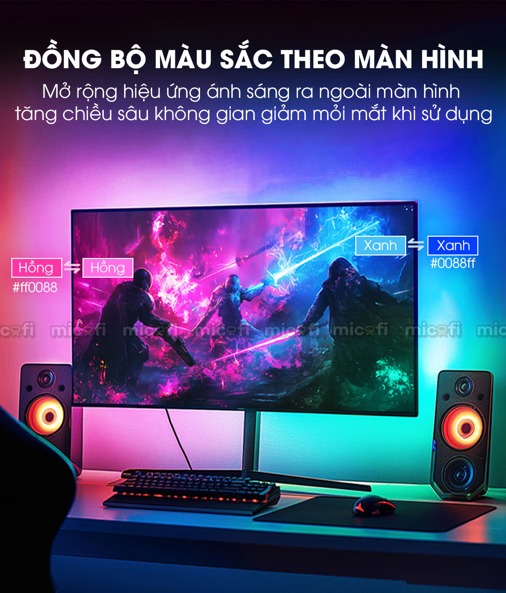 Đèn Led Màn Hình Dây Đèn Led Micofi Pc Máy Tính Rgb Mở Rộng Cong Sau ...