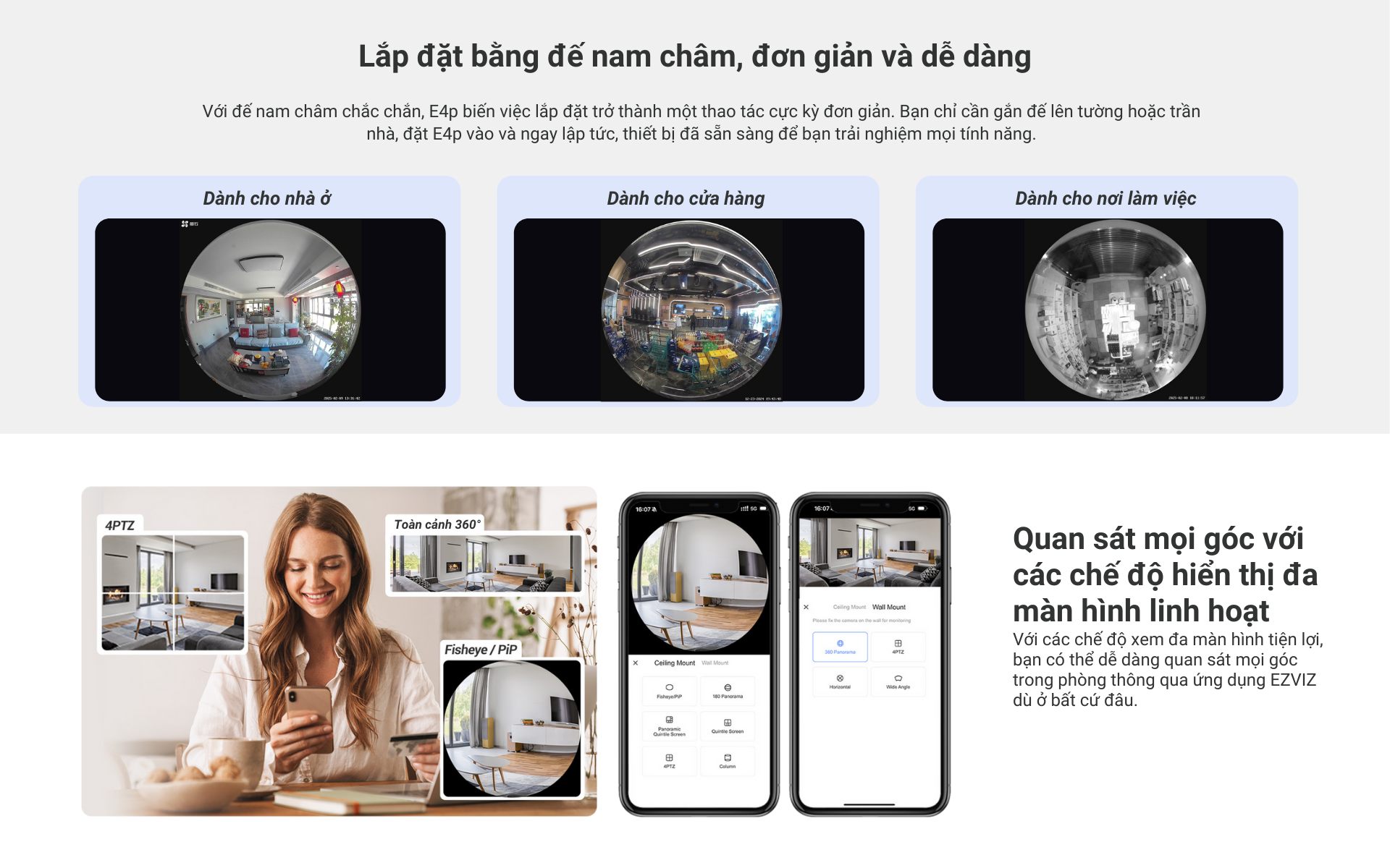 Camera WIFI EZVIZ E4P 6MP Mắt Cá Toàn Cảnh - Mắt Cá Toàn Cảnh, AI Nhận ...