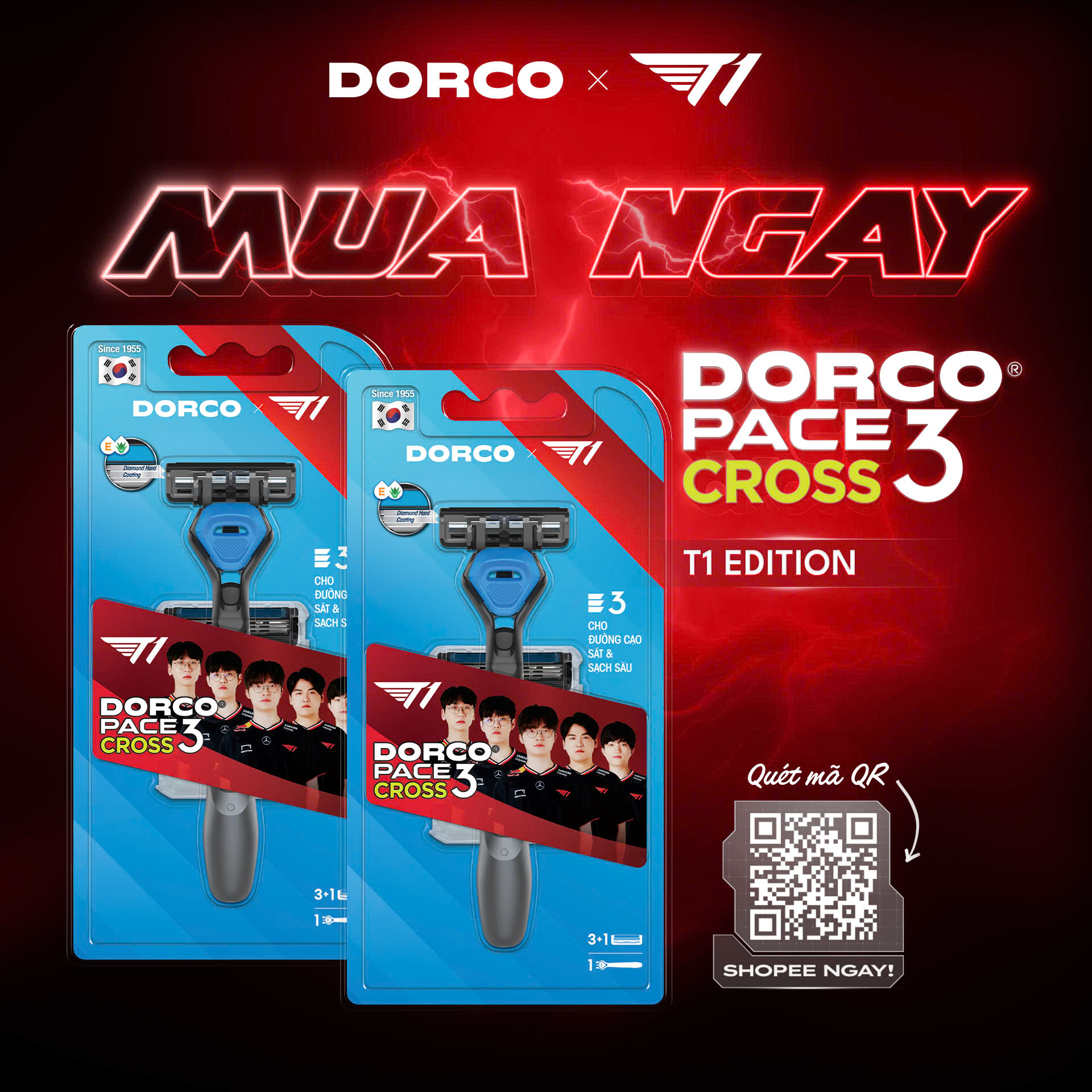 [BLUE CARD | FLASHSALE 8/8] DORCO PACE 3 CROSS T1 Edition - Combo 2 Bộ ...