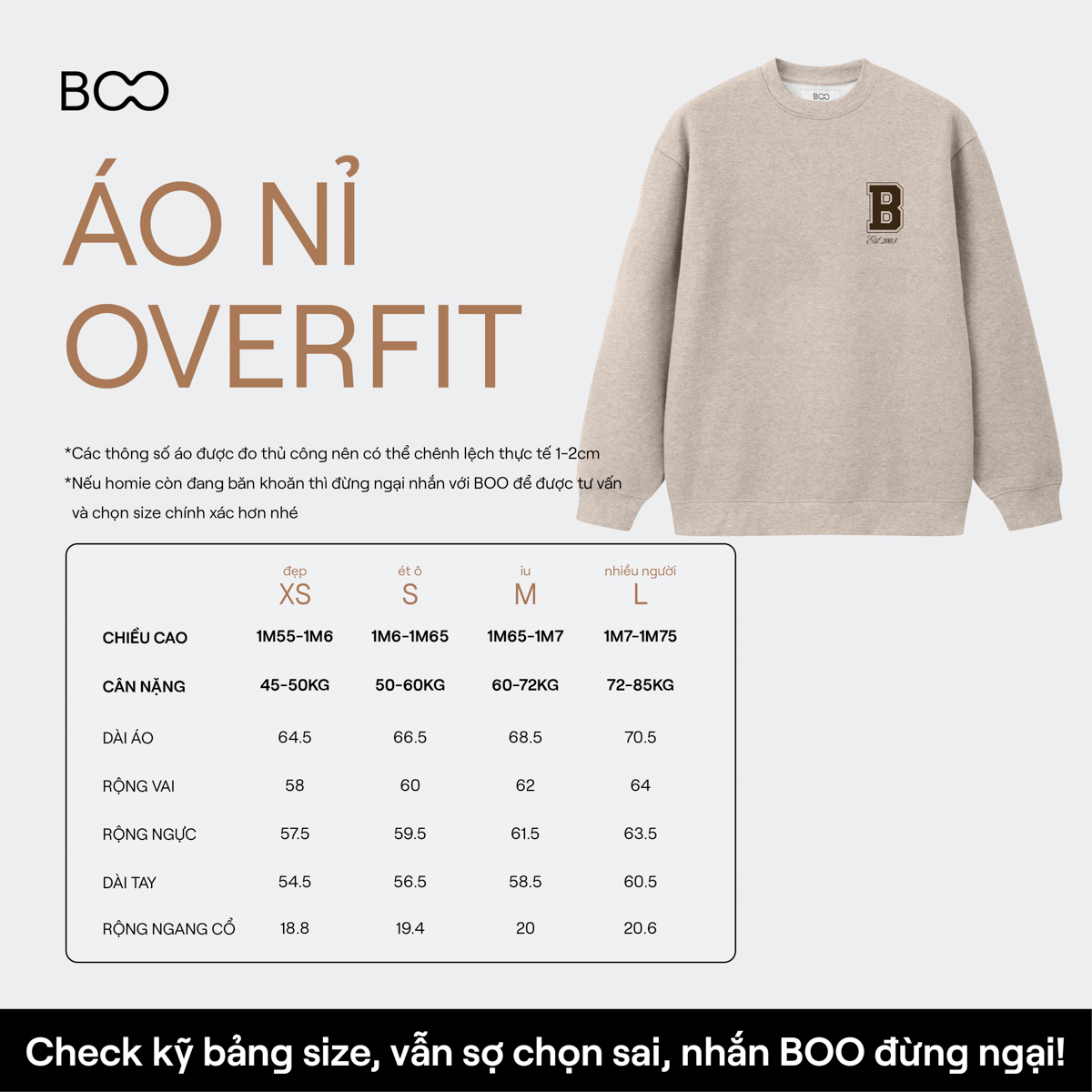 Áo Nỉ Không Mũ BOO Sweater Form Overfit Thêu Logo BOO Basic Cá Tính ...