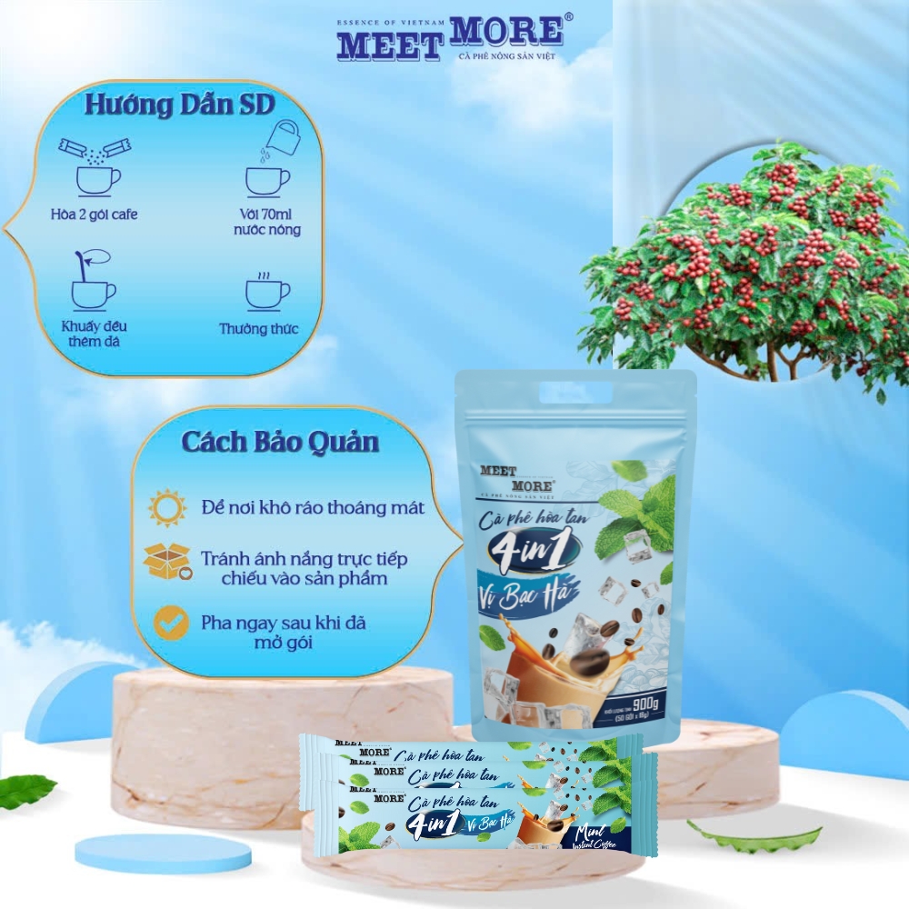 Bịch Cà Phê Hòa Tan 4in1 Vị Bạc Hà Meet More (50 Gói/18Gram) - Cà phê ...