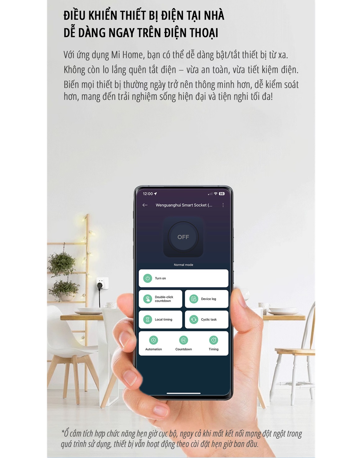 Ổ điện wifi thông minh miLife mihome app, chịu tải 2500w | Shopee Việt Nam