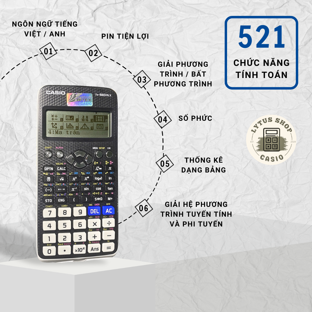 Máy tính casio 580 cũ (độ mới 70-99%) chính hãng bảo hành lên đến 7 năm ...