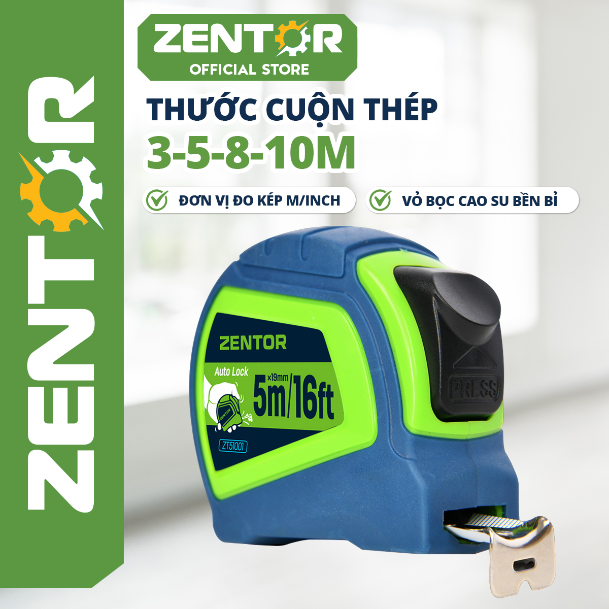 Thước cuộn Zentor 3m 5m 8m 10m - Thước mét thước dây cao cấp thép không ...