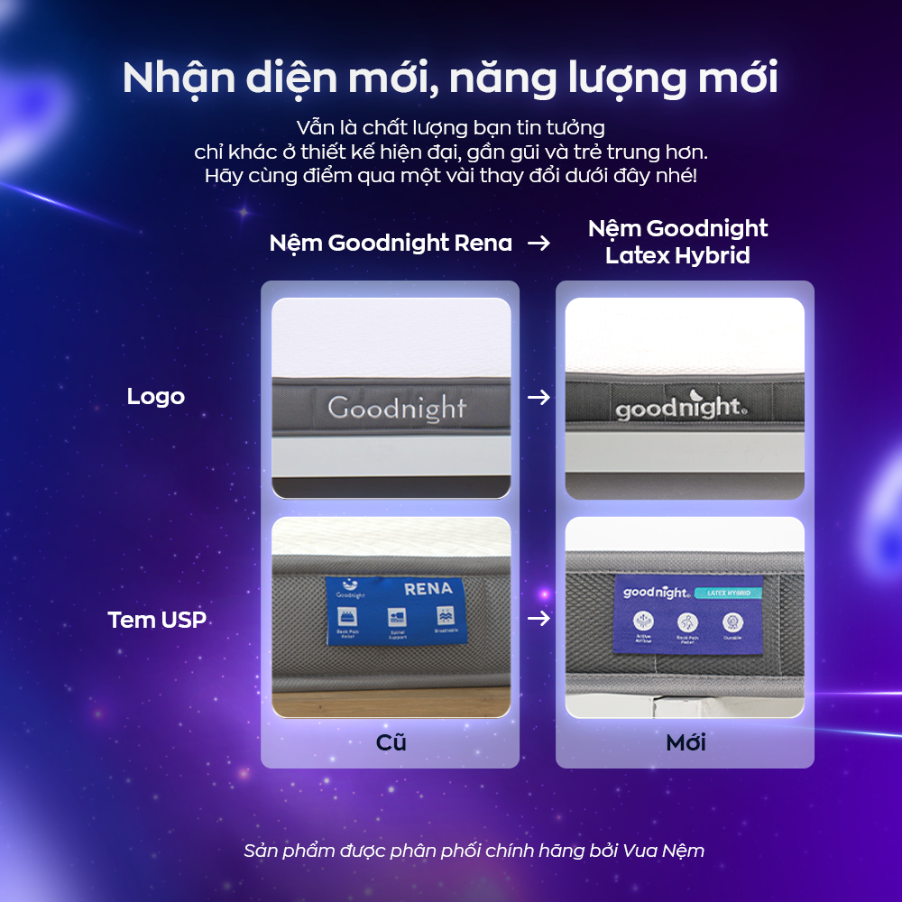 Nệm cao su non Goodnight Latex Hybrid, foam kết hợp cao su cứng vừa ...