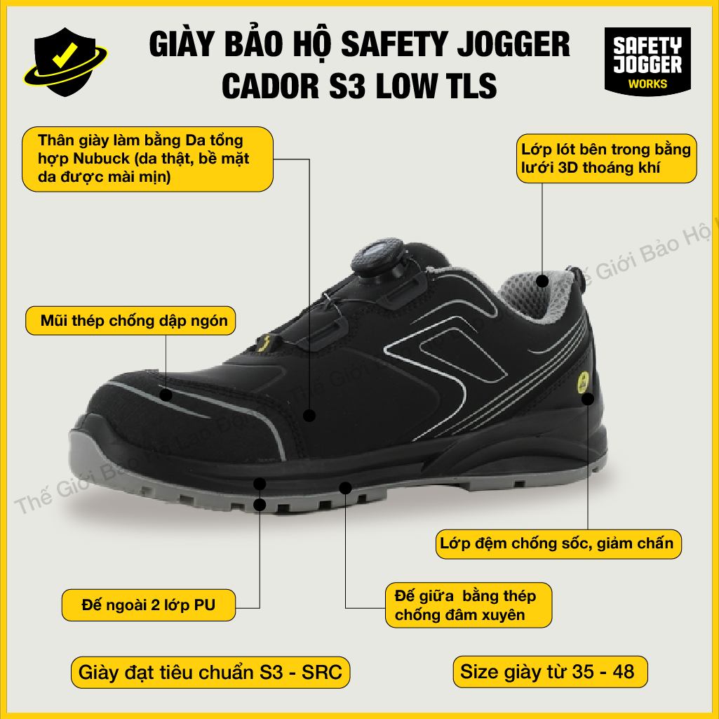 [CHÍNH HÃNG] Giày Bảo Hộ Safety Jogger Cador S3 Low TLS Thấp Cổ, Chống ...