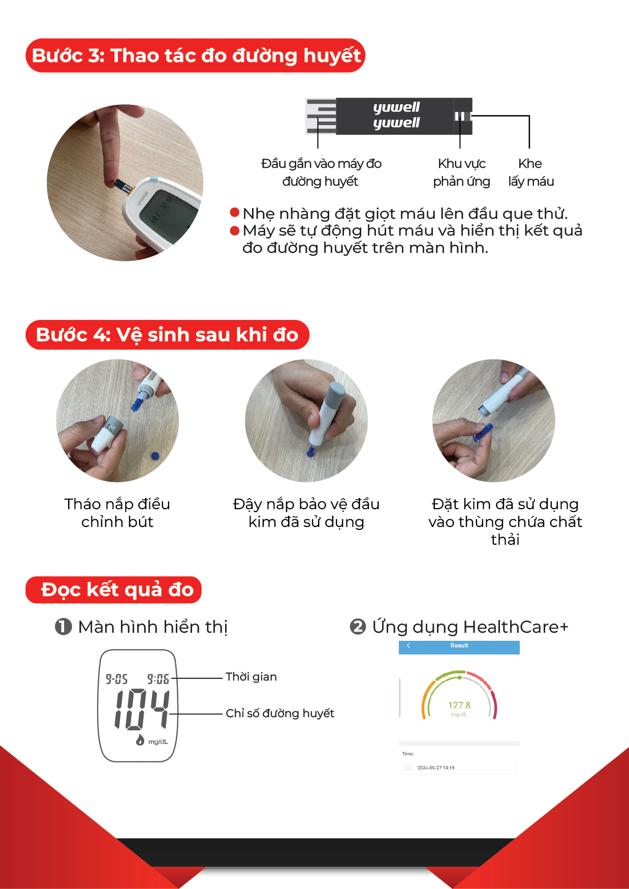 Que thử đường huyết Yuwell Y330 Hộp 50 que dùng với máy đo đường huyết ...