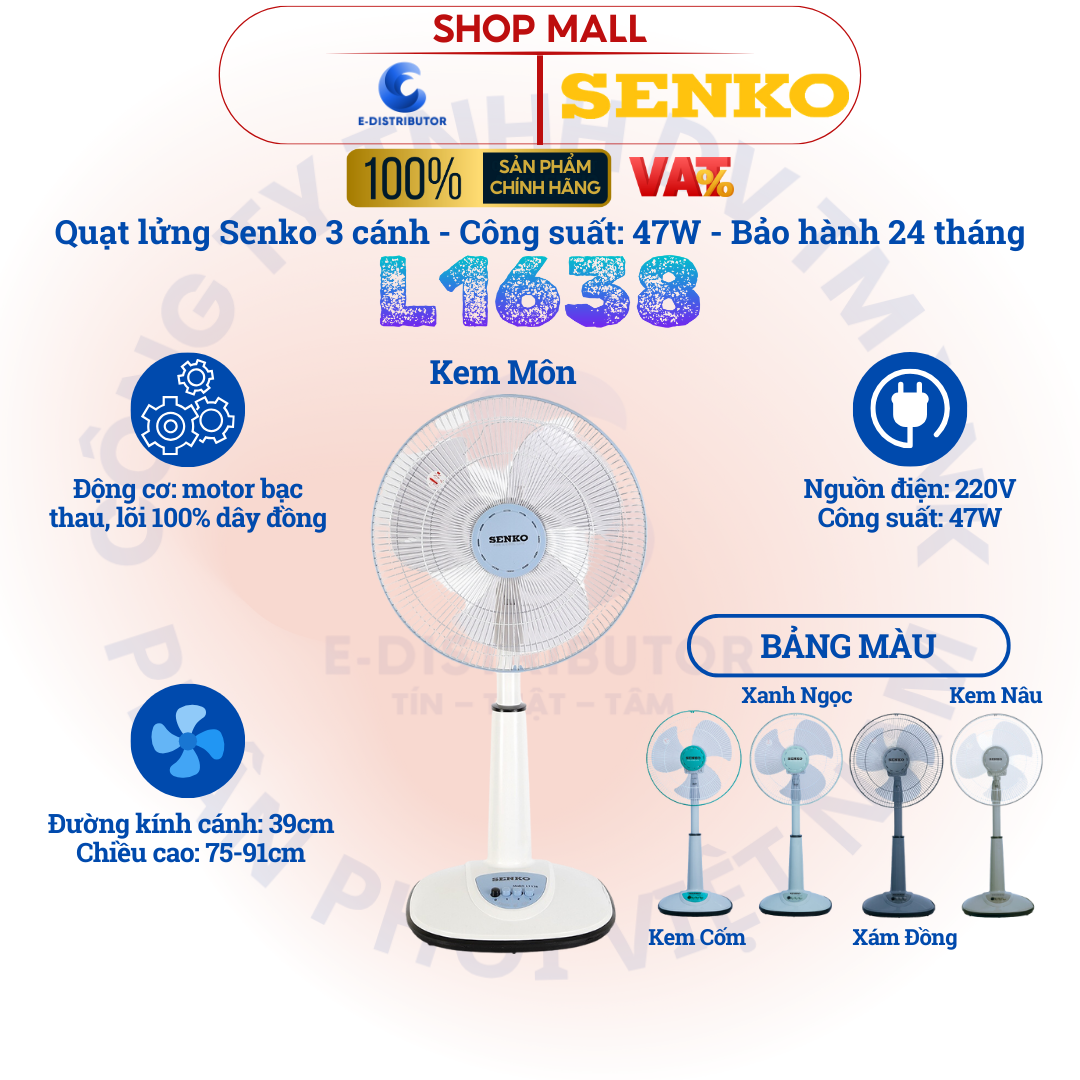 [HỎA TỐC] Quạt lửng ống nhựa Senko L1638 - Công suất 47W - Màu tuỳ chọn ...