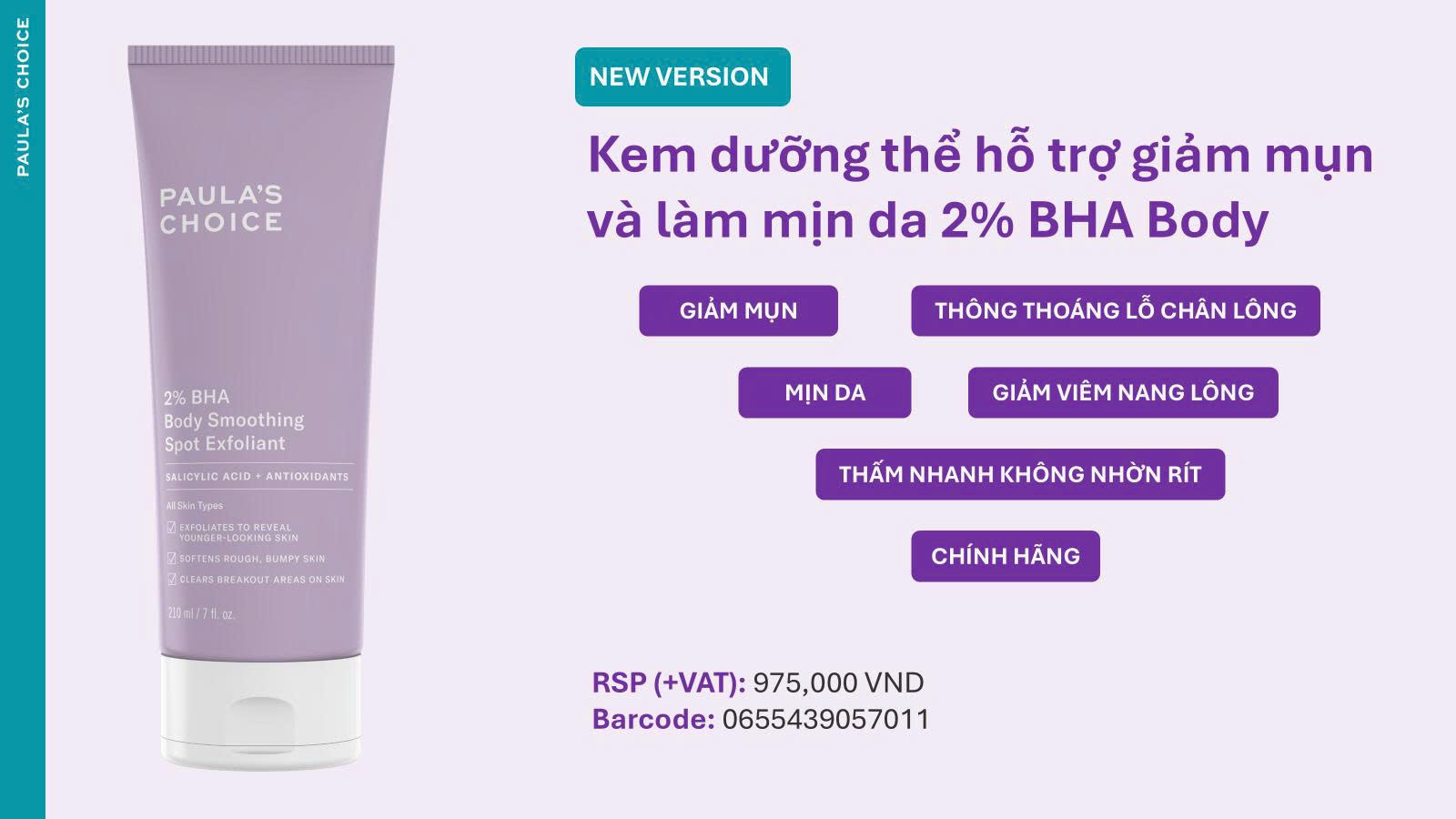 Kem dưỡng thể 2% BHA Paula's Choice Hỗ trợ giảm mụn làm mịn da Body Smoothing Spot Exfoliant ...