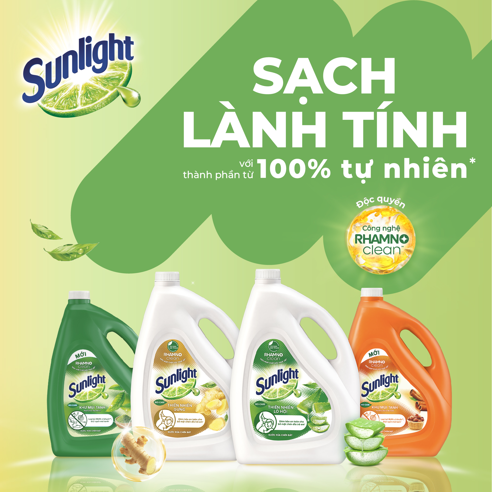 Nước rửa chén Sunlight Bio-care với thành phần từ 100% tự nhiên Chai 3 ...