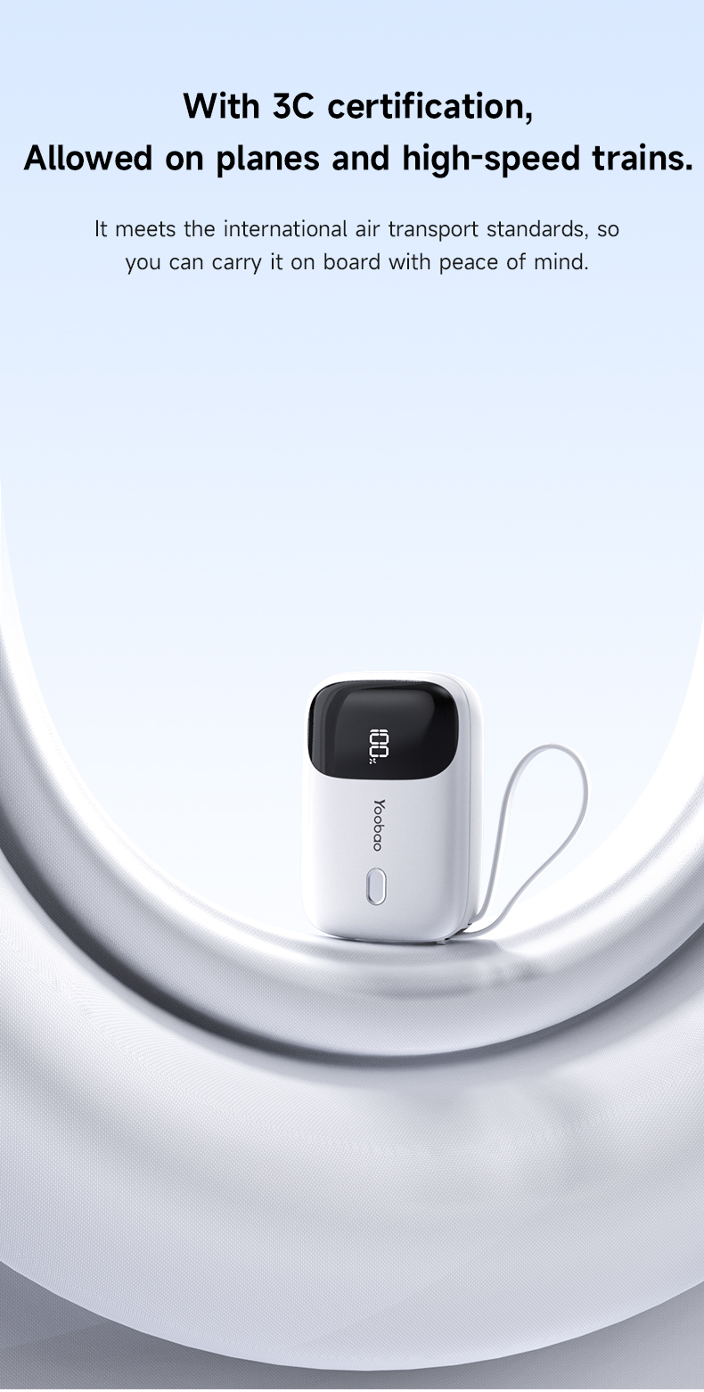 Sạc điện thoại Yoobao Z5/LR10 chuẩn 3C/CCC 10000.m.Ah Sạc Nhanh PD20W, Tích Hợp Cáp Type-C và L ...