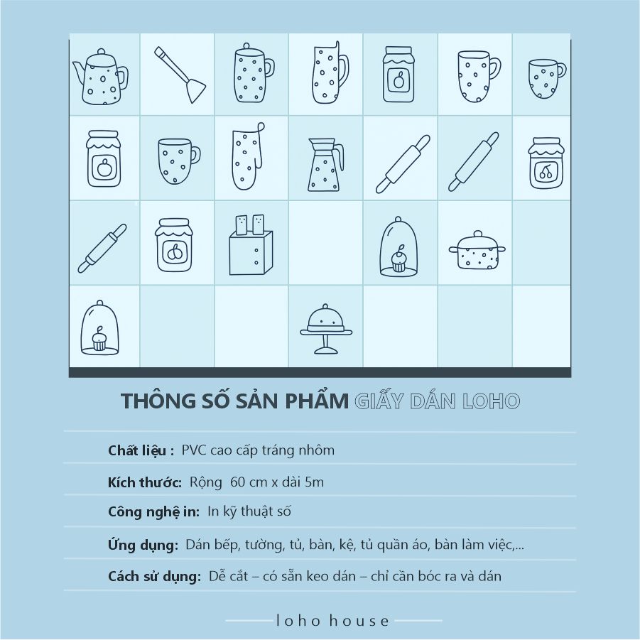 Giấy dán bếp Loho House - Decal dán bếp chống dầu mỡ, chịu nhiệt phong ...