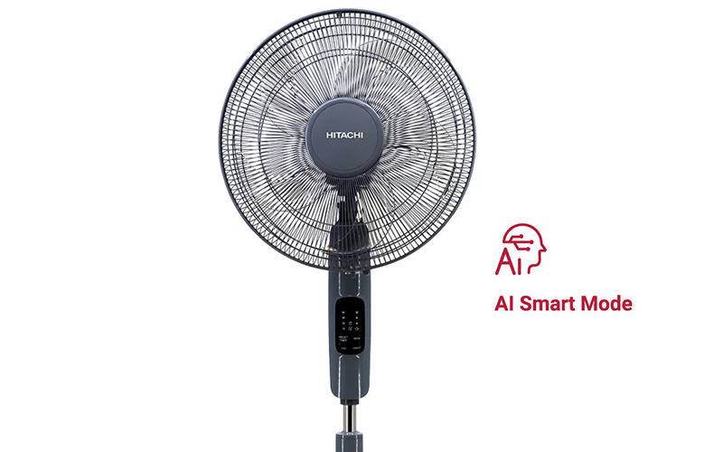 [MEDIAMART] - Quạt cây 5 cánh động cơ AC Hitachi LF-A6RCGM-xám-có điều ...