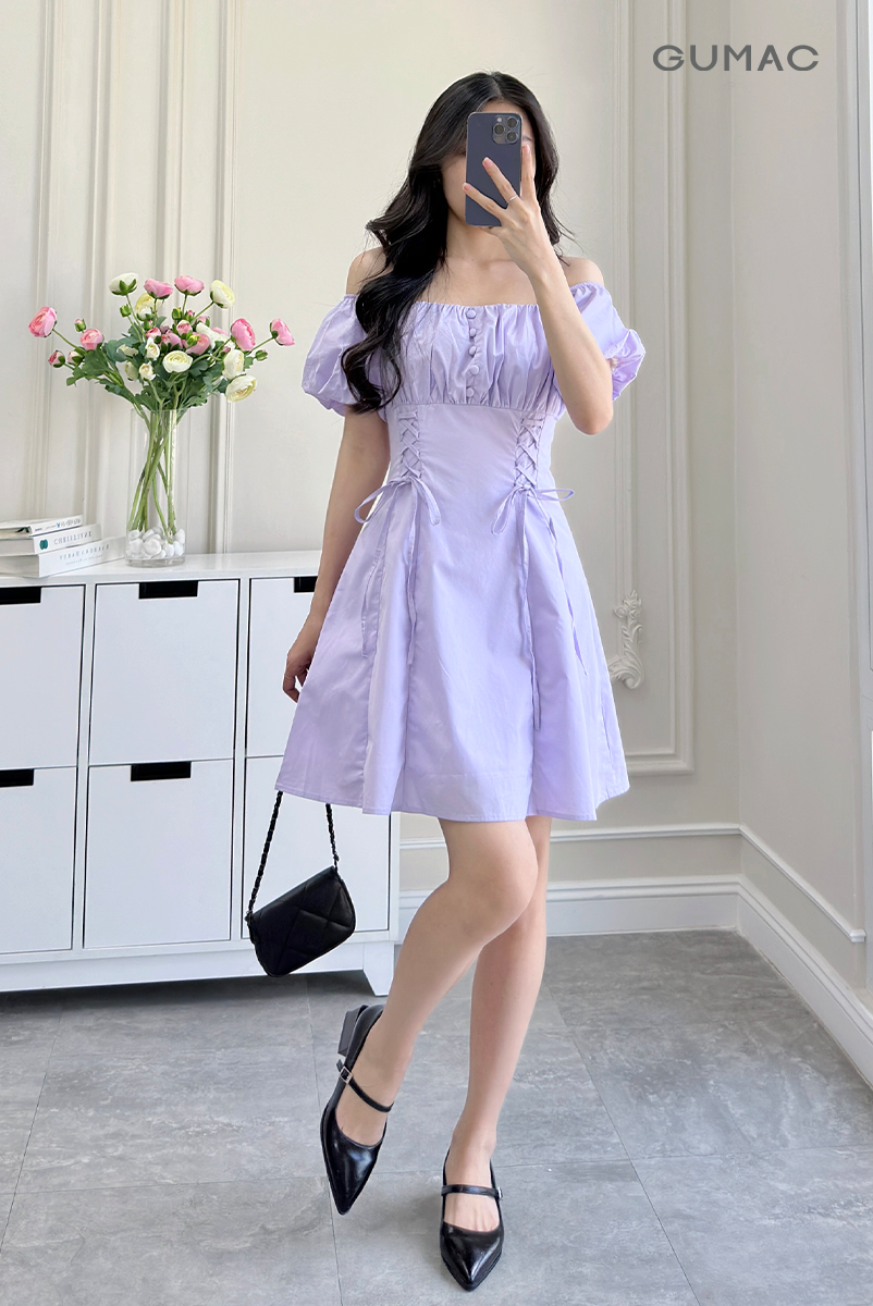 Đầm Nữ Gmorning - GUMAC Form A Xòe Tay Phồng Xếp Ly Ngực Thanh Lịch ...