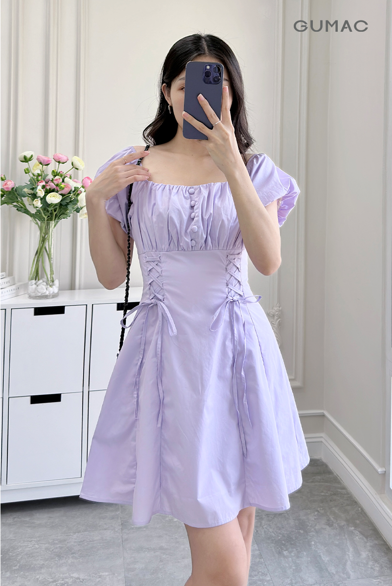 Đầm Nữ Gmorning - GUMAC Form A Xòe Tay Phồng Xếp Ly Ngực Thanh Lịch ...