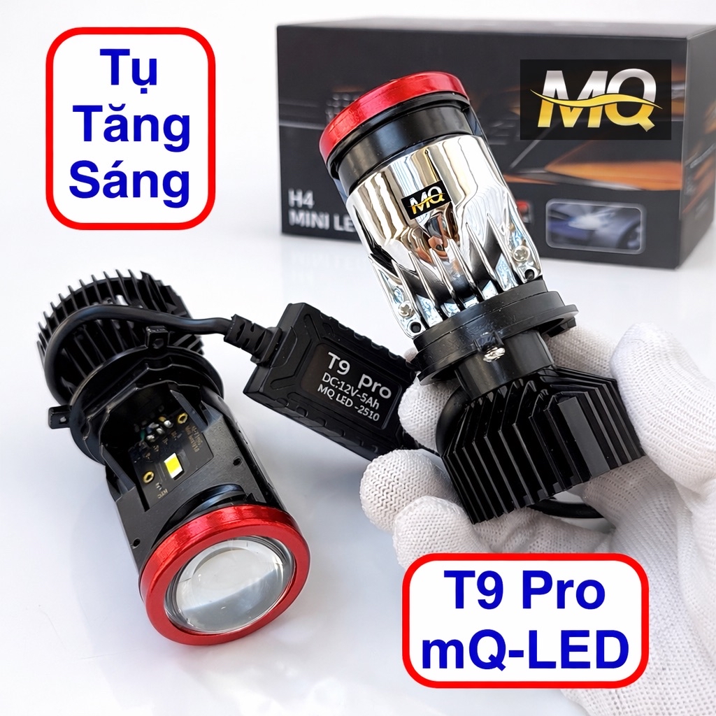 Đèn Pha Led Bi Cầu T9 Pro mQ - LED H4 ( Ko Lắp Điện Máy ) Cho Xe Máy ...