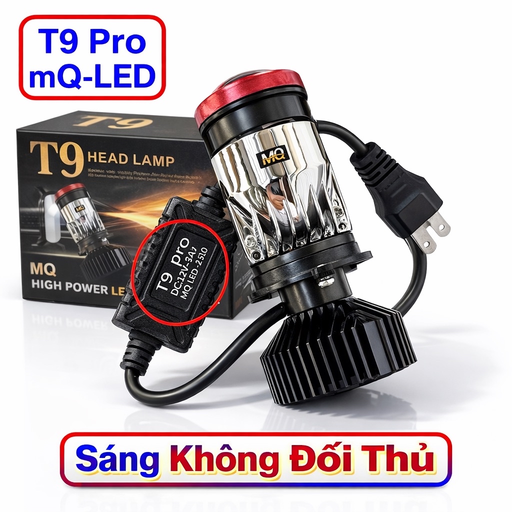 Đèn Pha Led Bi Cầu T9 Pro mQ - LED H4 ( Ko Lắp Điện Máy ) Cho Xe Máy ...