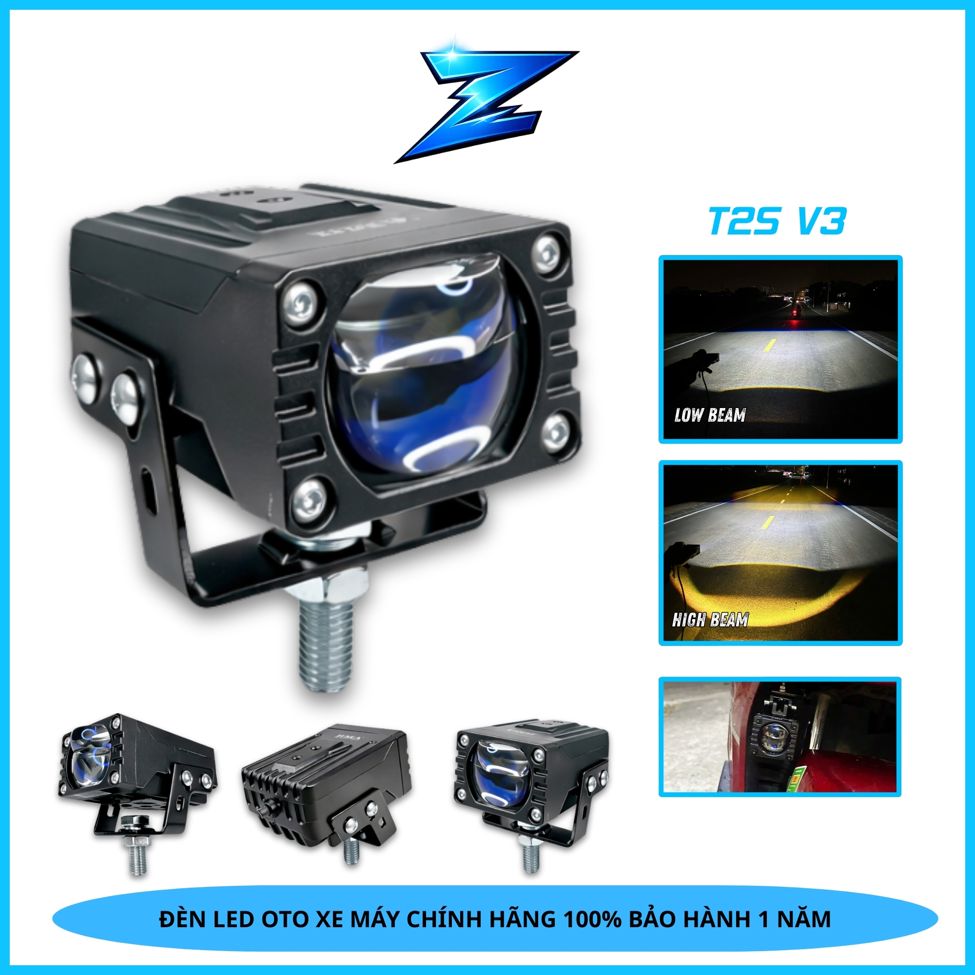 Đèn LED Trợ Sáng Bi Cầu T2S V3 BMA - Có Demi Xanh & Đỏ, Ánh Sáng Siêu ...