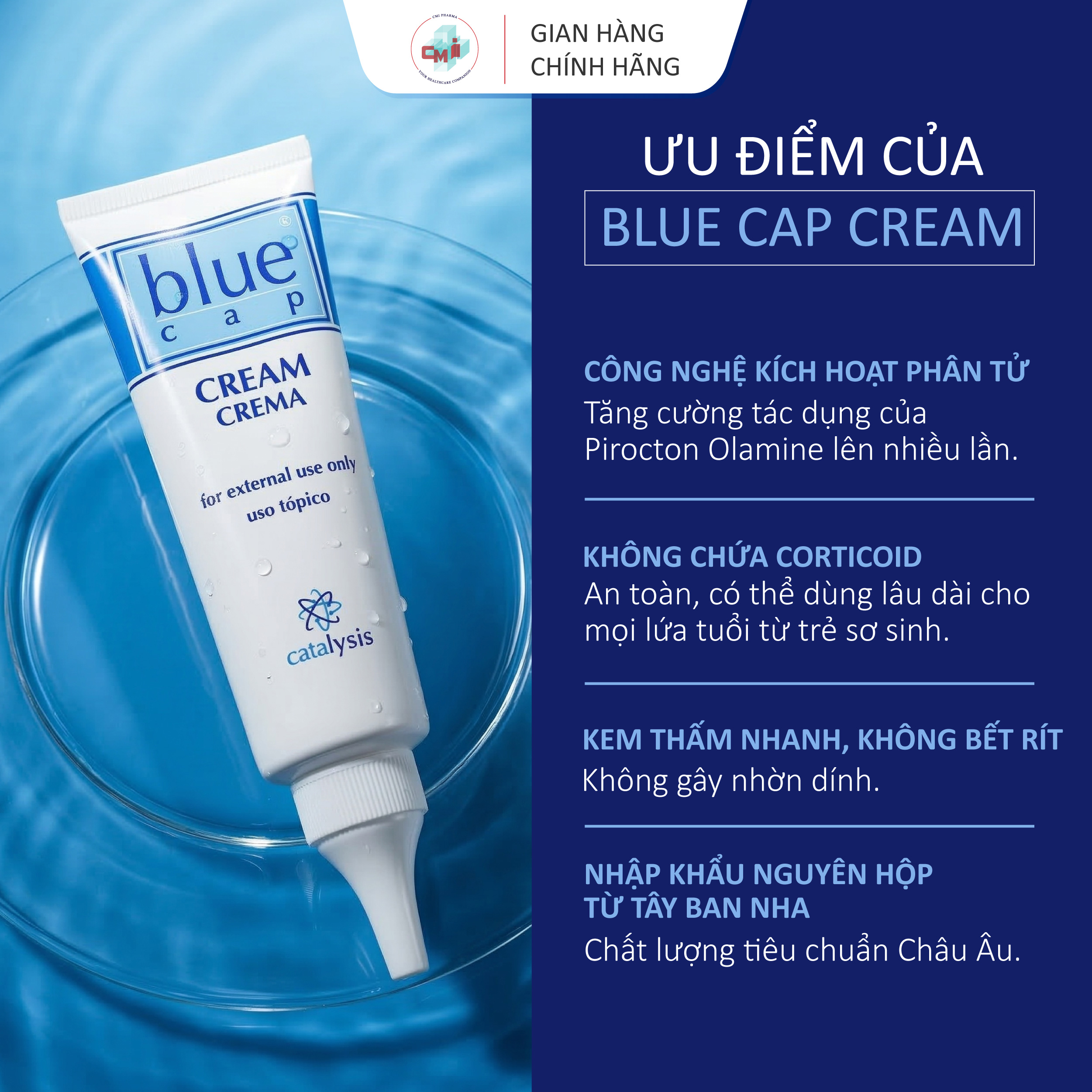 Kem Bôi Blue Cap Cream 50g, Dùng Cho Viêm Da Cơ Địa, Viêm Da Dị Ứng ...