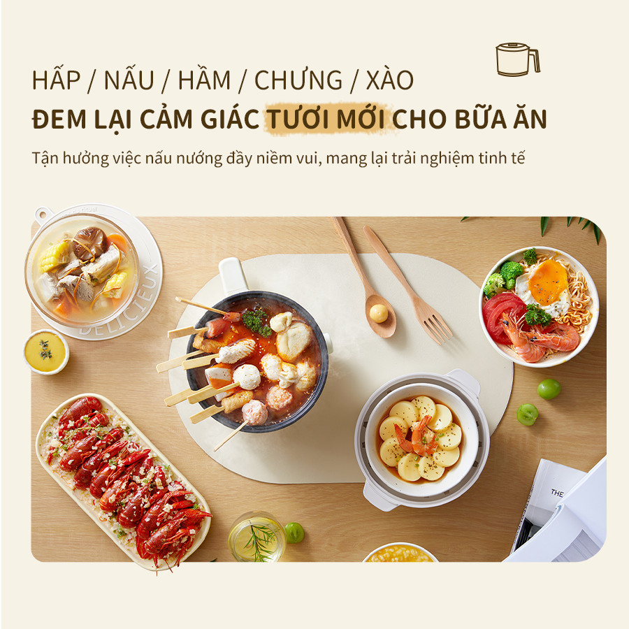 Nồi Lẩu Điện Mini Bear Đa Năng DRG-V17G5, Dung Tích 1.2L, Chống Dính, 2 ...