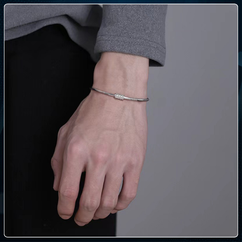Vòng tay nam unisex titan không gỉ mặt trụ tròn Punstore thời trang trẻ ...