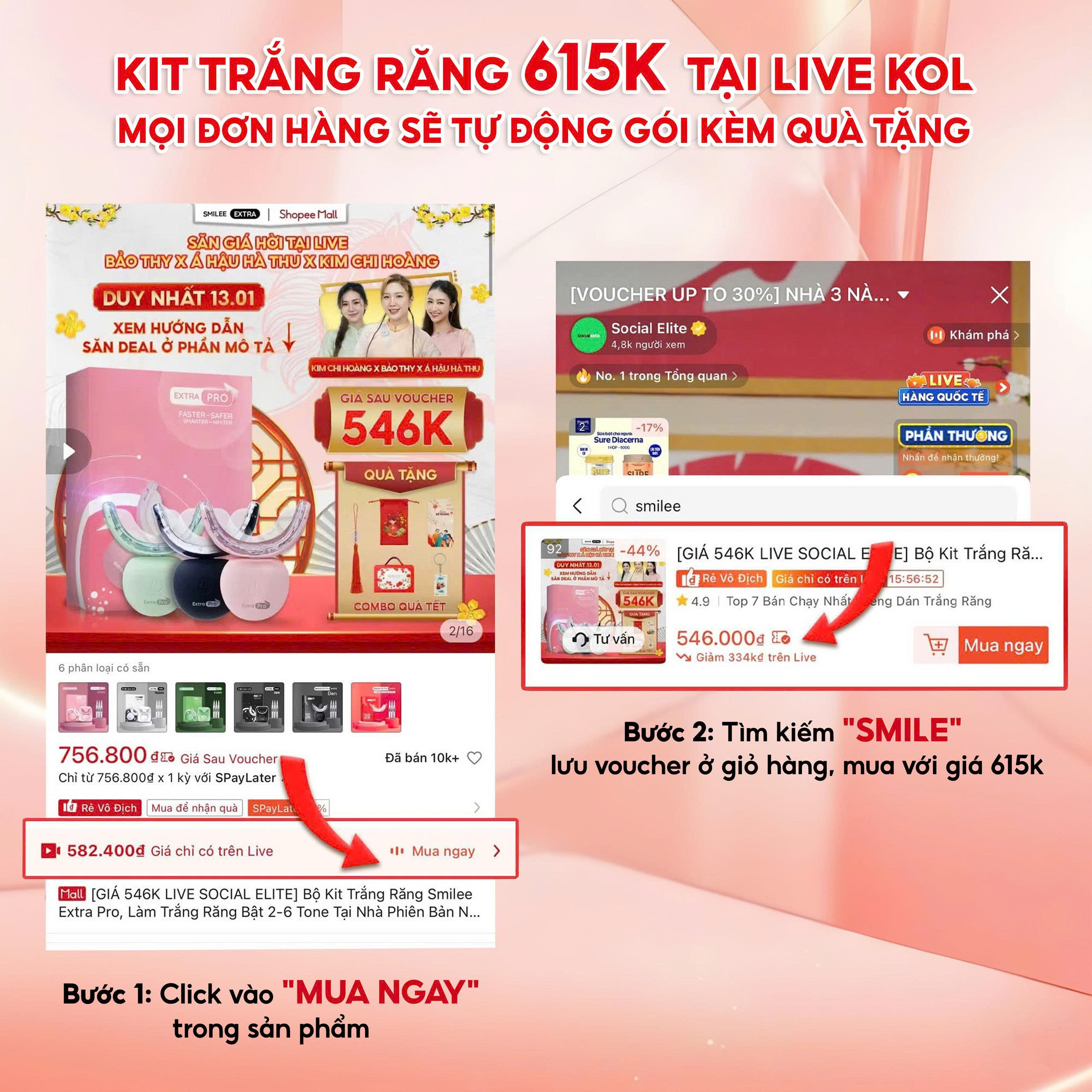 [GIÁ 577K LIVE LUCIE] Bộ Kit Trắng Răng Smilee Extra Tẩy Trắng Răng Tại ...
