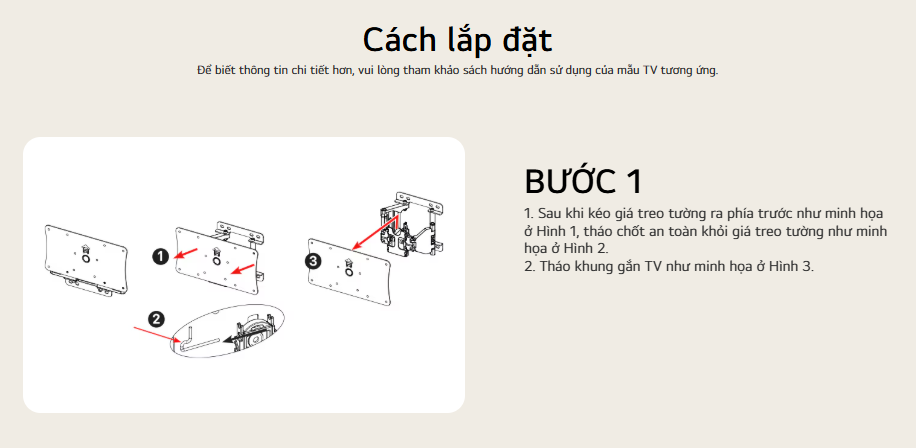 Giá treo tường cho TV LG MEC61904919 (VESA 75x75; 100x100; 200x100 ...