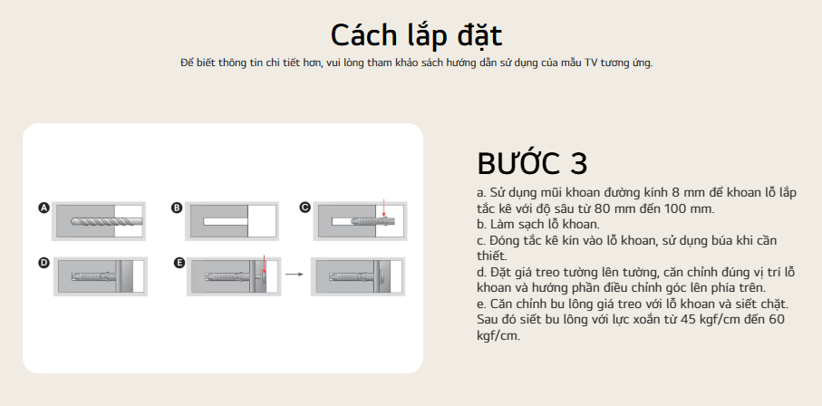 Giá treo tường cho TV LG MEC61904919 (VESA 75x75; 100x100; 200x100 ...