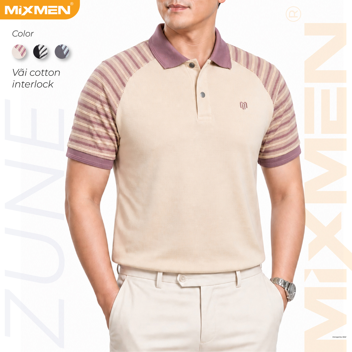 Áo Polo Nam MIXMEN ZUNE vải cá sấu cotton intelock, phối tay, dễ mặc ...