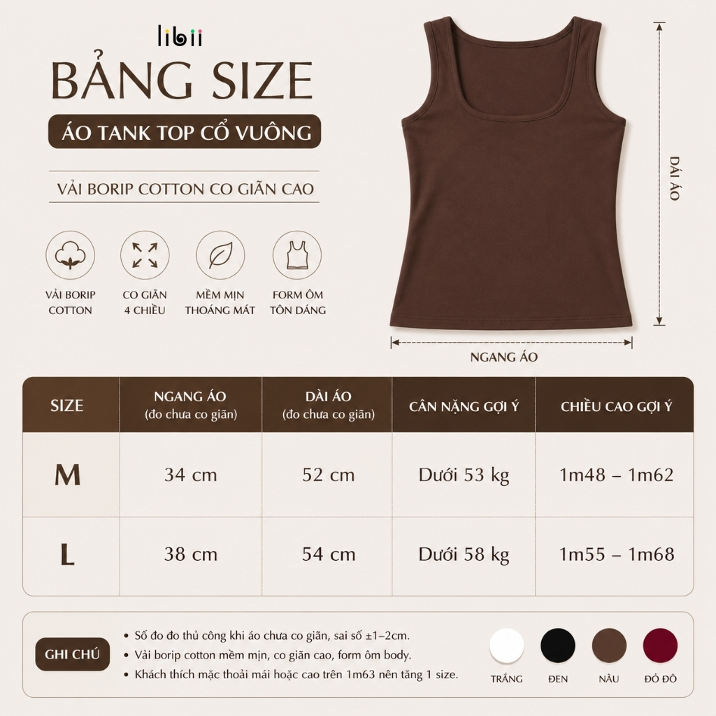 Áo Tank Top Nữ Cổ Vuông Form Ôm Có Mút Ngực Borip Cotton Co Giãn 4 ...